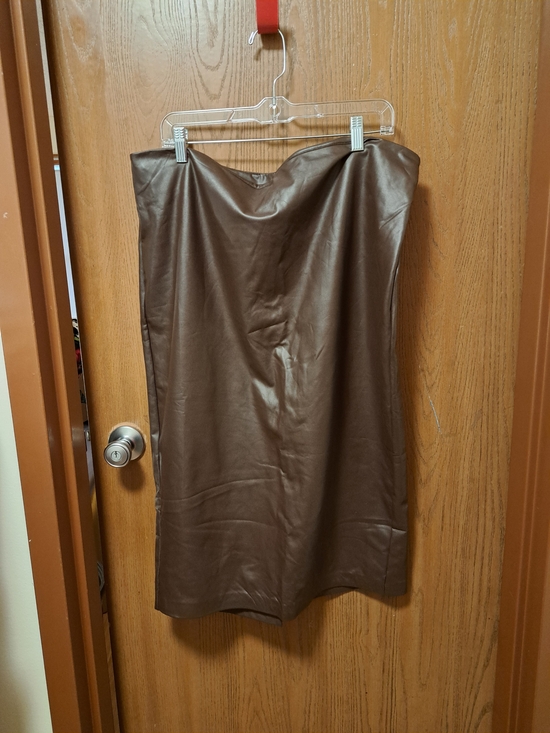 Eloquii | Skirts | Eloquii Chocolate Brown Faux Leather Midi Skirt ...
